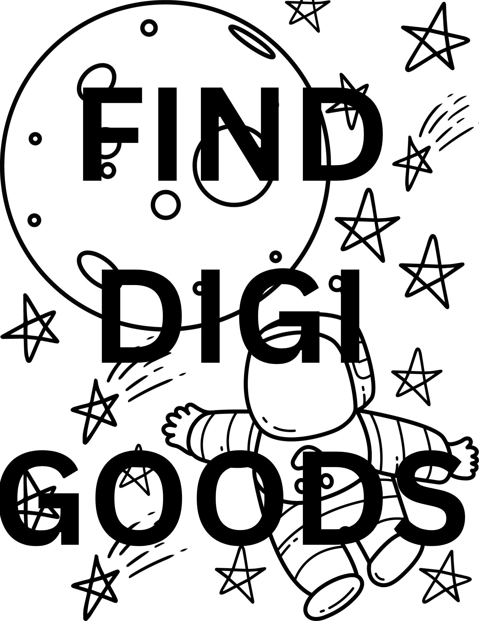 Cute Outer Space Coloring Page | Simple Coloring Page | - Etsy