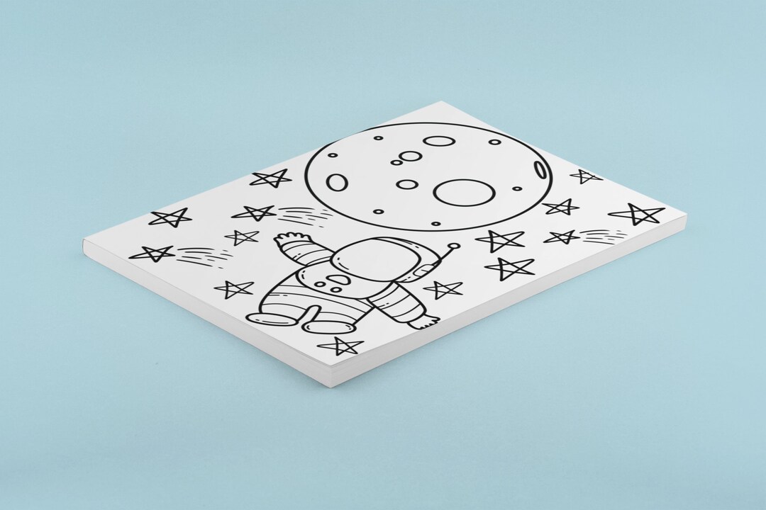 Cute Outer Space Coloring Page | Simple Coloring Page | - Etsy