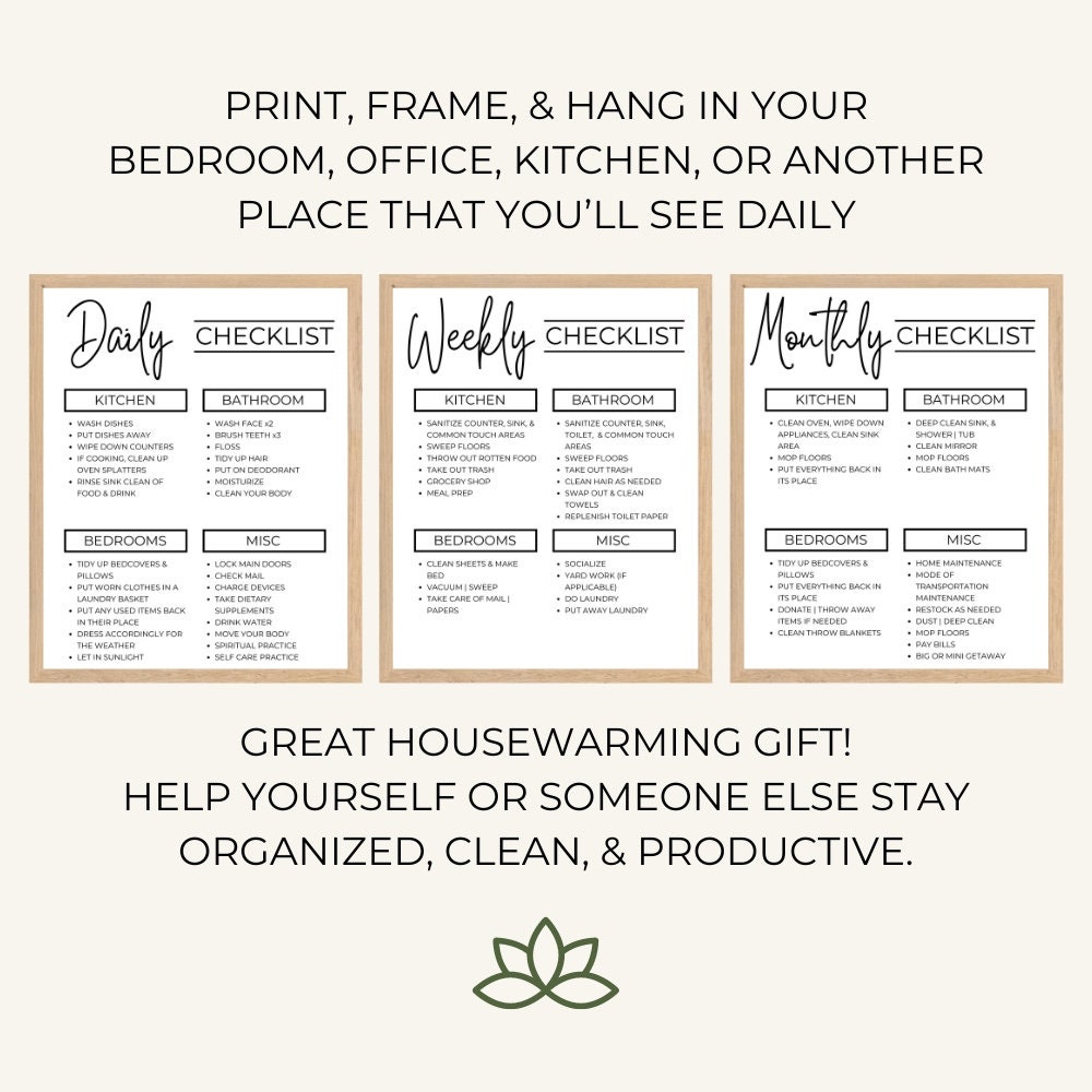 Editable Cleaning Checklist, Schedule, Planner, Printable Wall Art ...