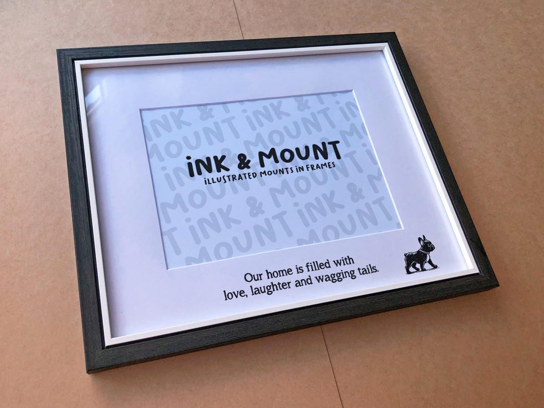 French Bulldog Photo Picture Frame Unique Art Illustration Mount / Gift ...