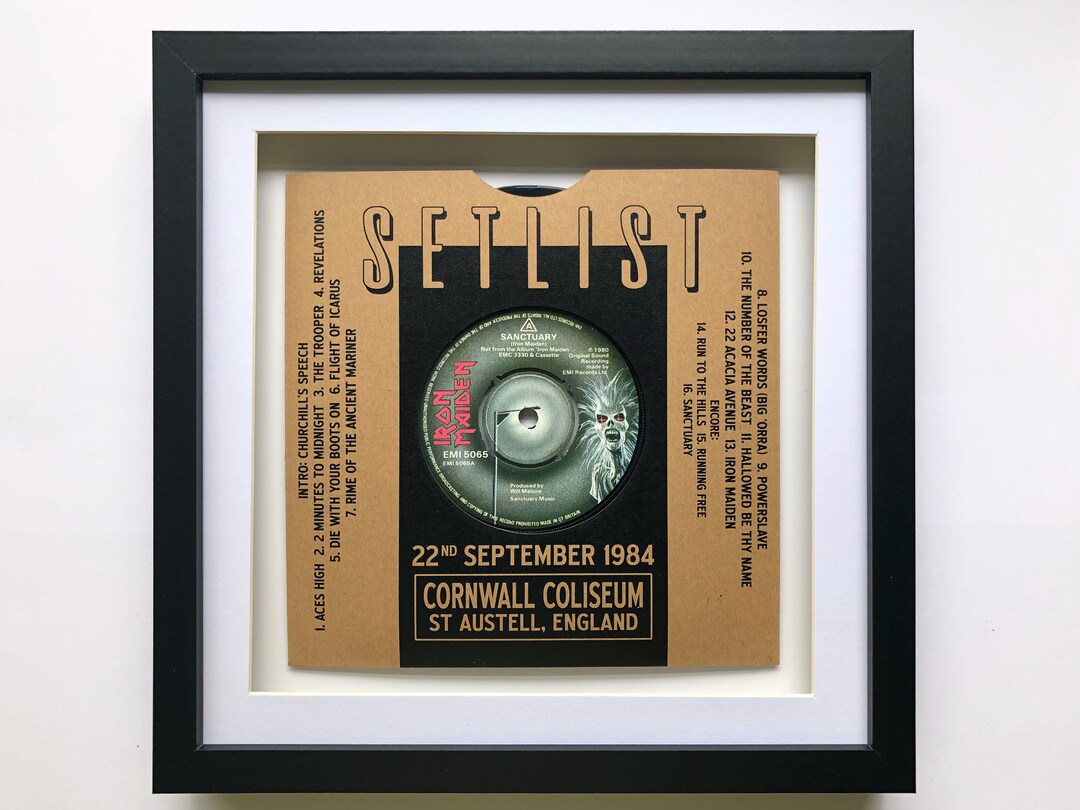 Iron Maiden 1984 Concert Setlist / Sanctuary / 7 Vinyl Record Sleeve in ...