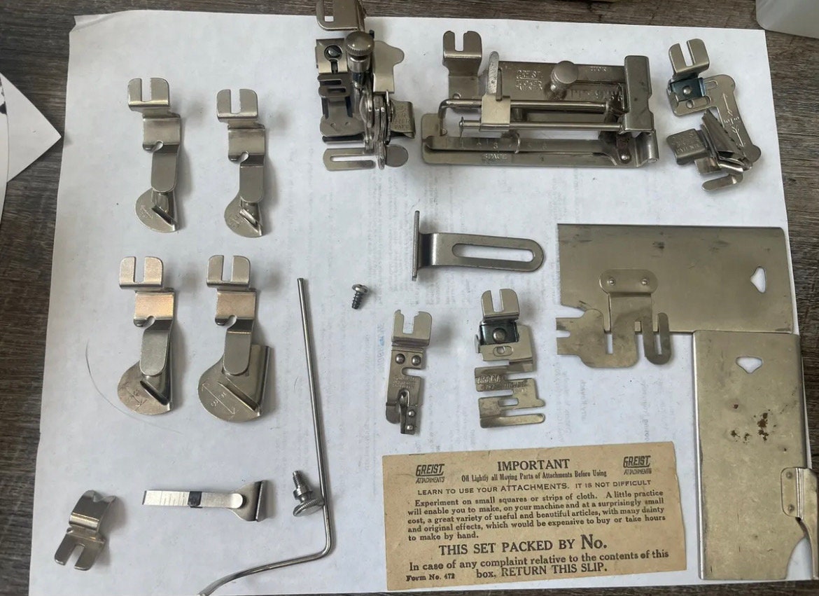 Vintage Greist, Rotary White, Sewing Machine Attachments, in Box ...