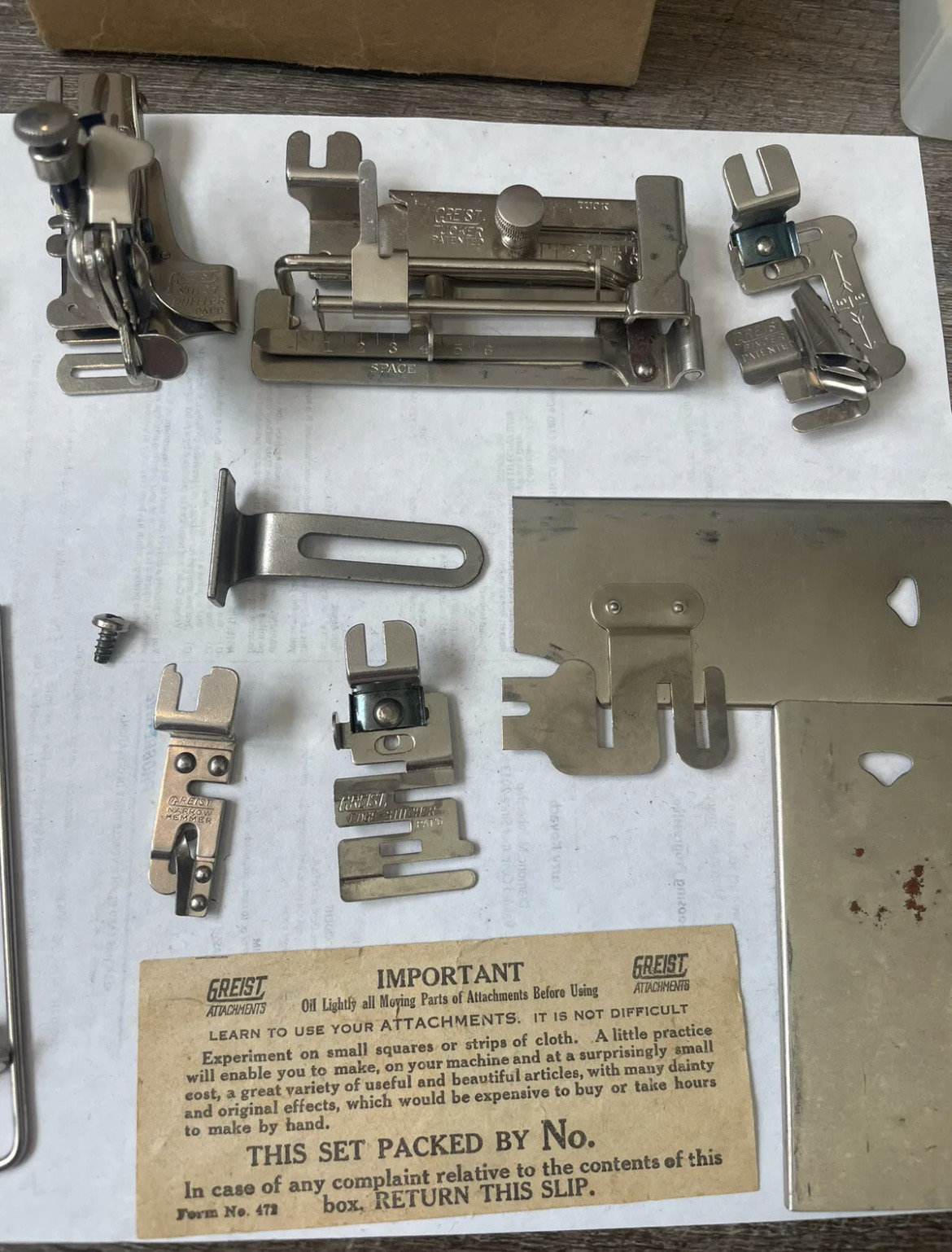 Vintage Greist, Rotary White, Sewing Machine Attachments, in Box ...