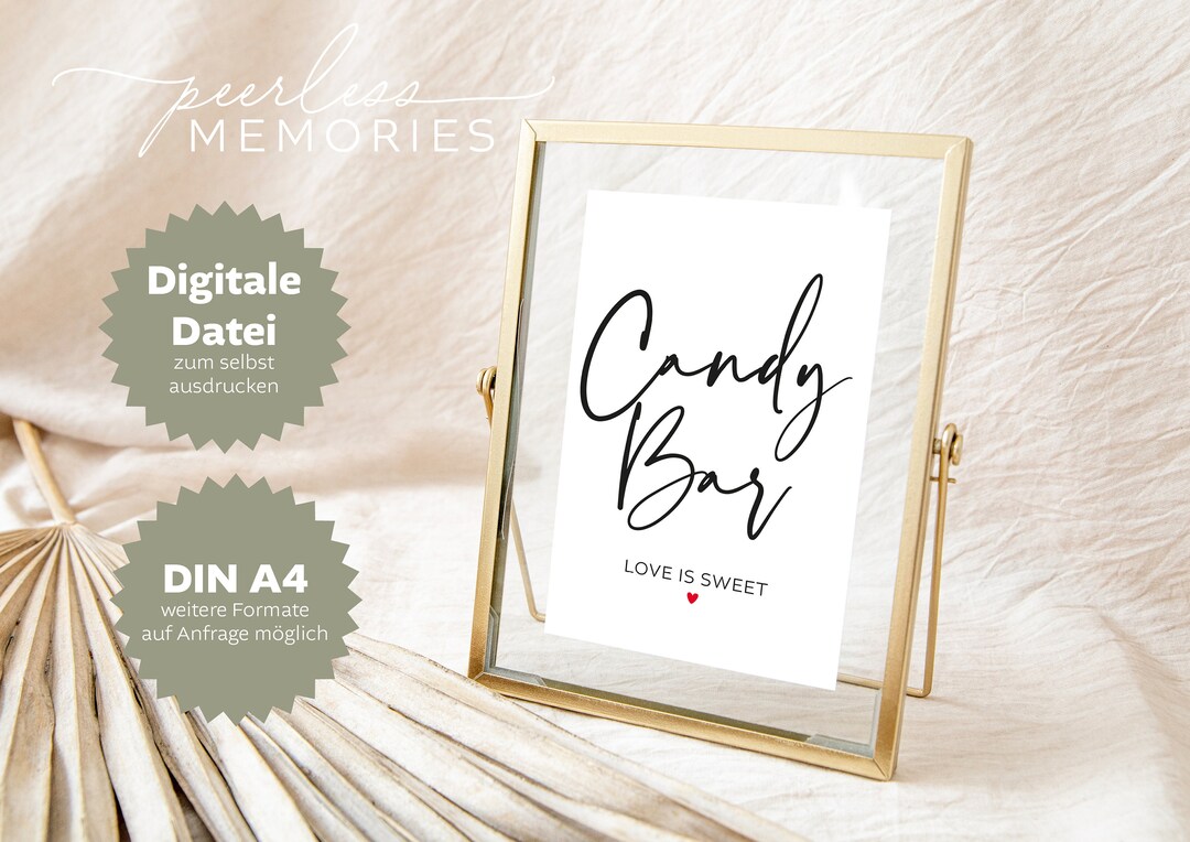 CANDY BAR Sign to Print Out Yourself for the Wedding DIN A4 Sweets ...