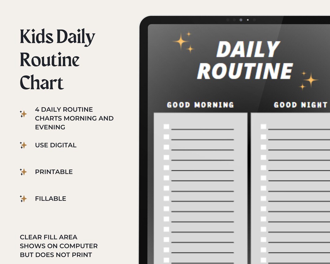 Kids Daily Routine Chore Chart Kids Routine Checklist Morning After ...