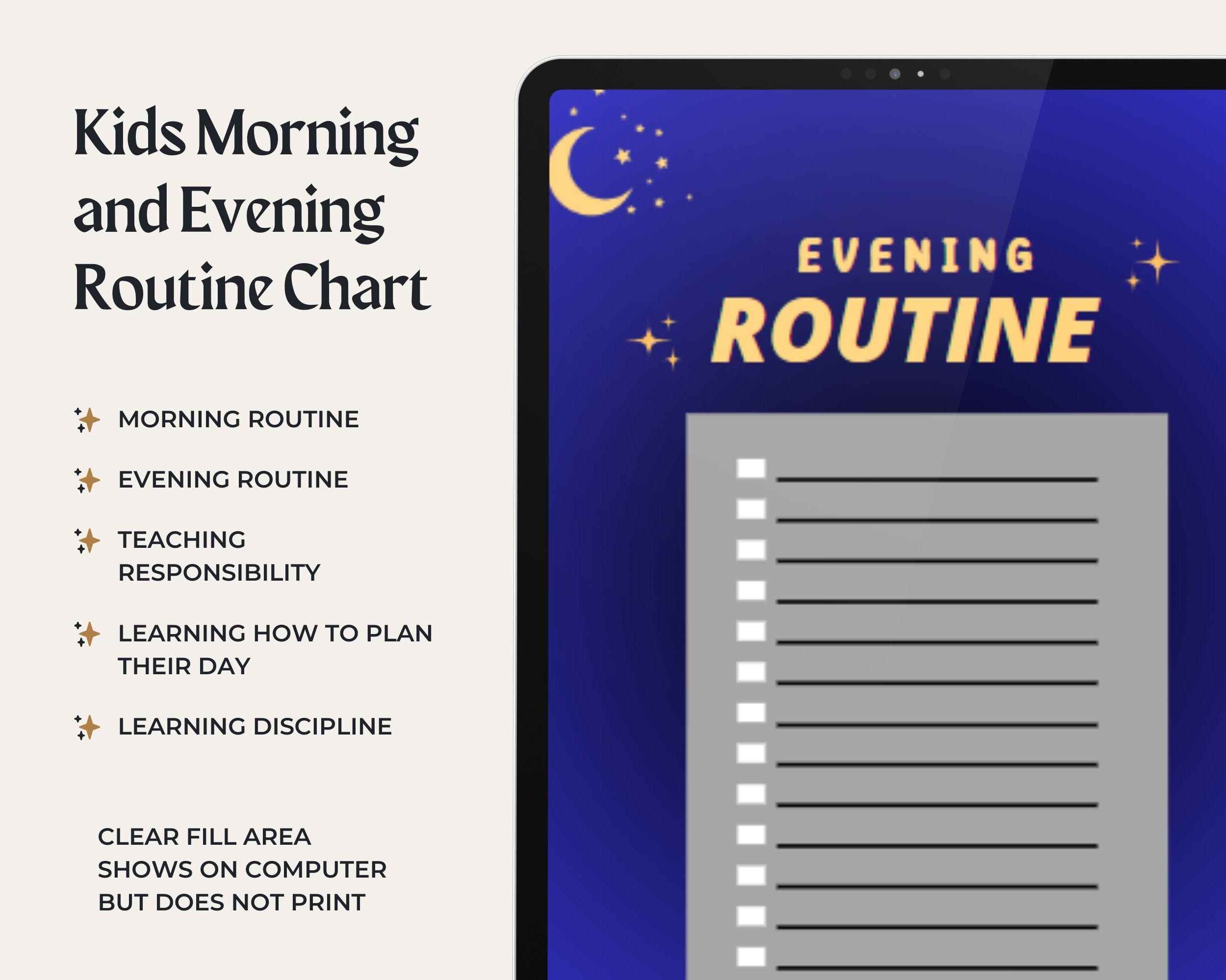 Kids Daily Routine Chore Chart Kids Routine Checklist Morning After ...