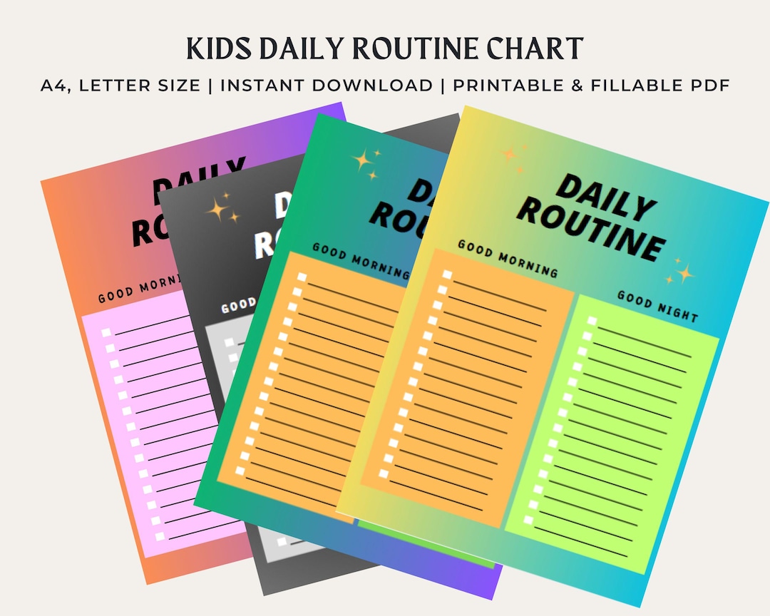 Kids Daily Routine Chore Chart Kids Routine Checklist Morning After ...