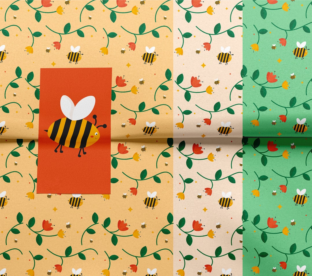 Premade Floral Kids Tissue Paper/cute Bee Pattern/pattern for - Etsy