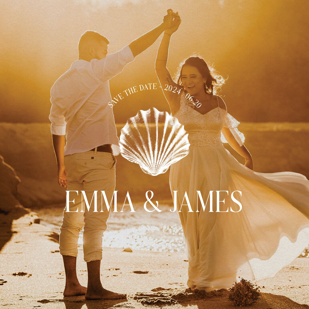 Seashell Wedding Logo for Invitationbeach Weddingtext Wedding Monogram ...