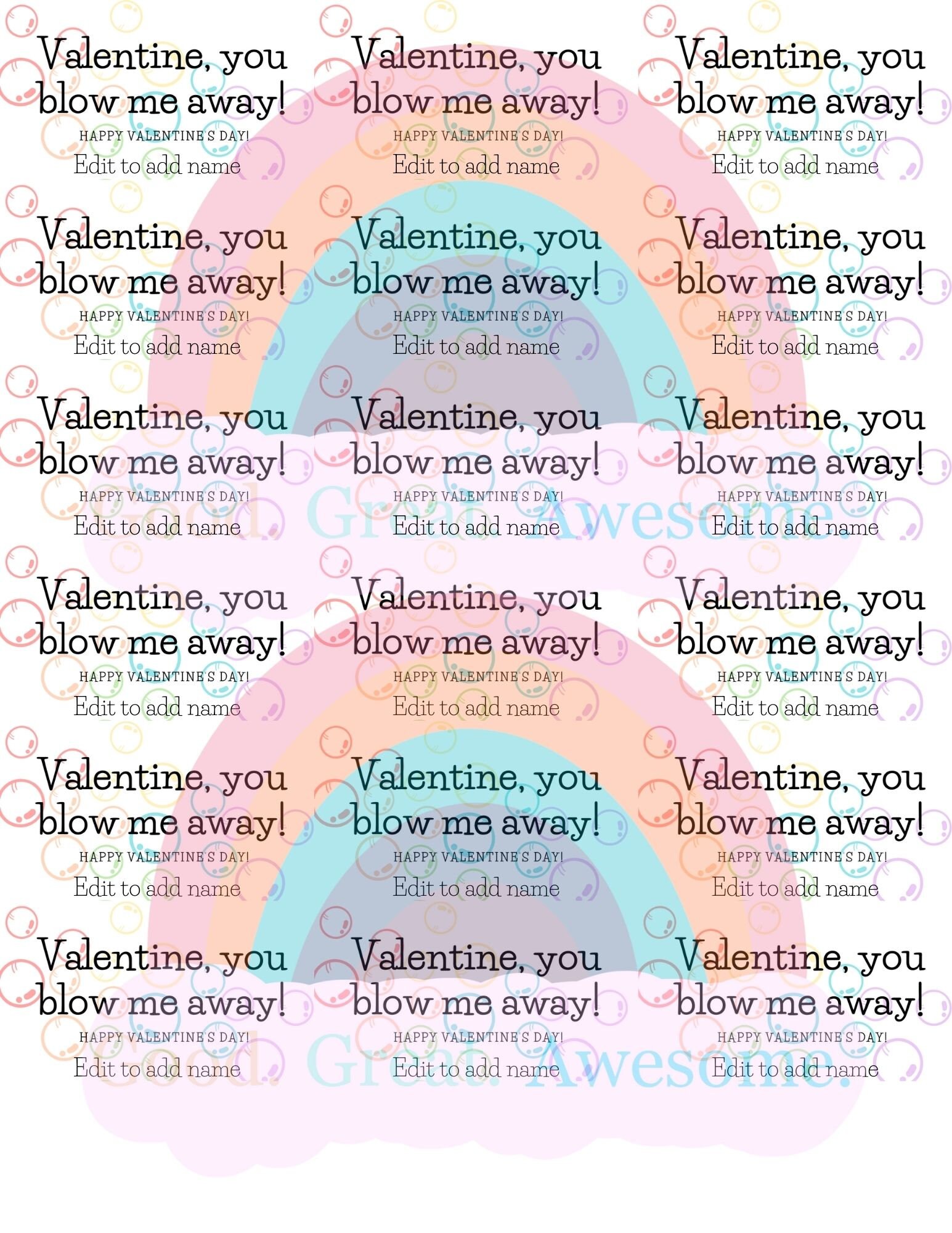 Valentines for School, Students, Printable, Editable - Etsy