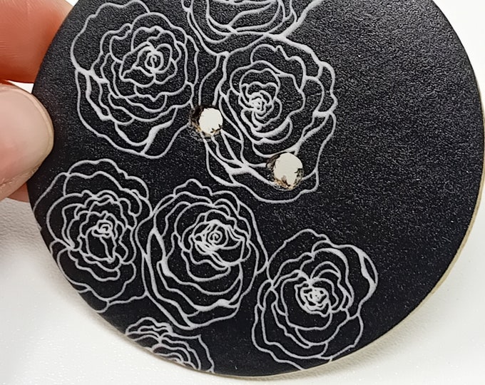 Wooden Giant Button, Over-sized Extra Large Button 7 Cm, Black White ...