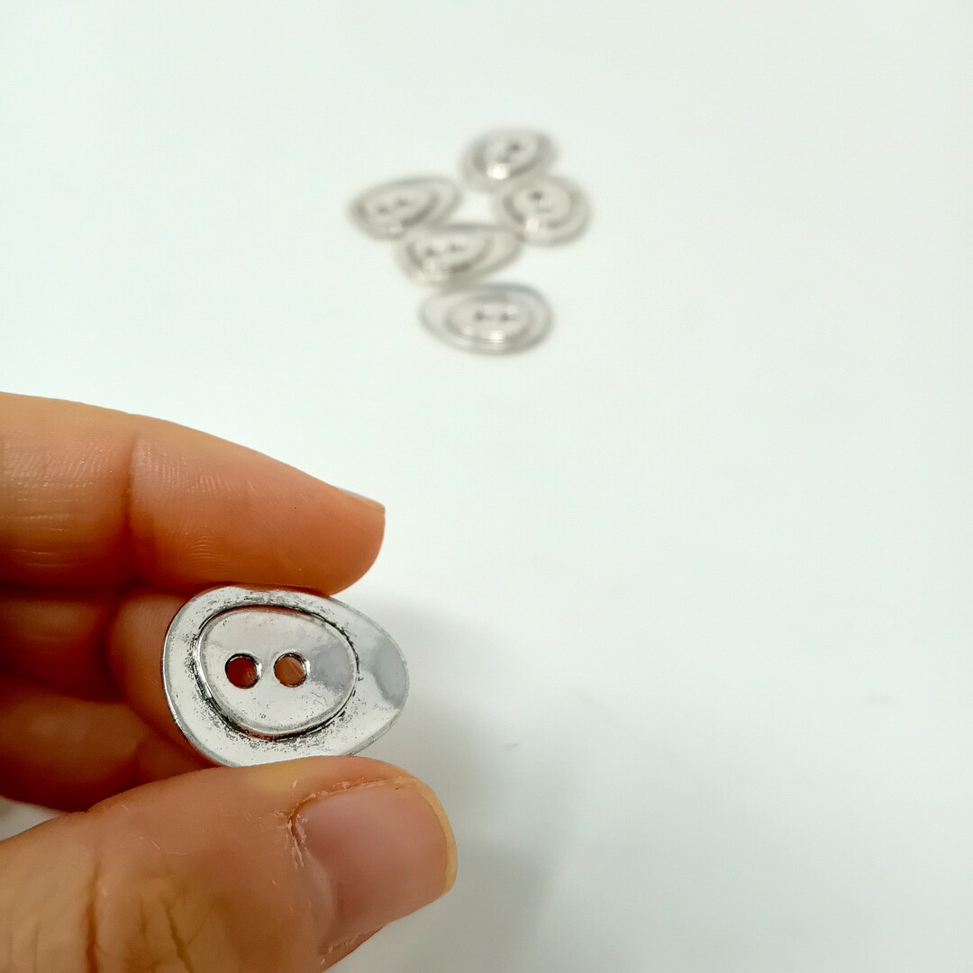 Oval Metal Button, Antique Silver Color, Dimension 23 X 19 Mm - Etsy