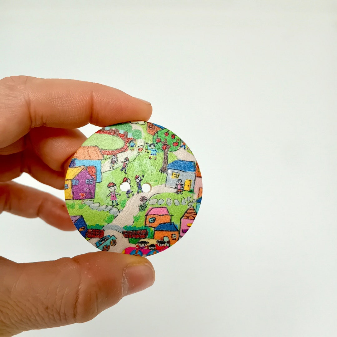 Wooden Oversized Button, Giant Extra Large Button 50 Mm, Decorative ...