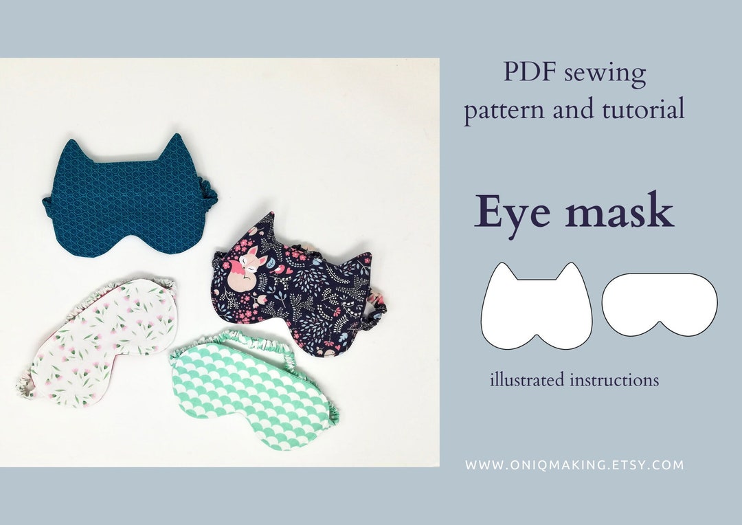 Sleeping Mask PDF Pattern, Eye Mask Sewing Pattern, Two Designs, Cat ...