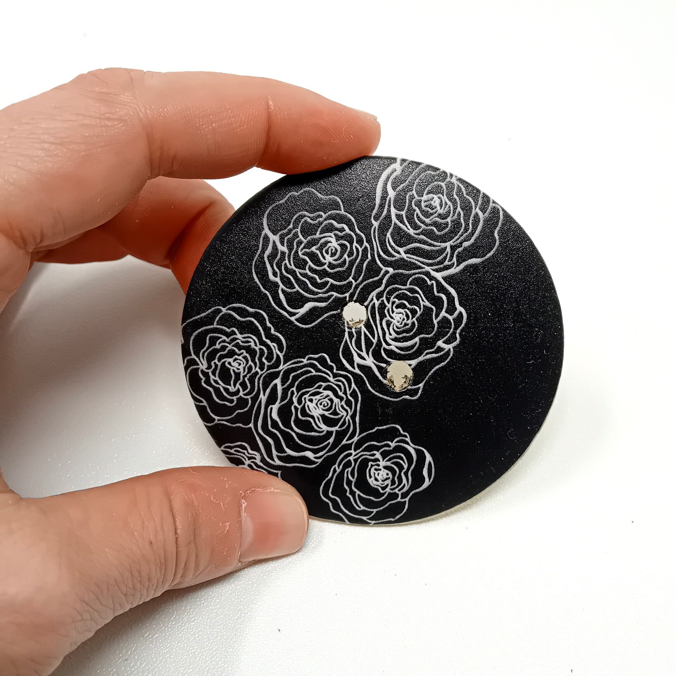 Wooden Giant Button, Over-sized Extra Large Button 7 Cm, Black White ...