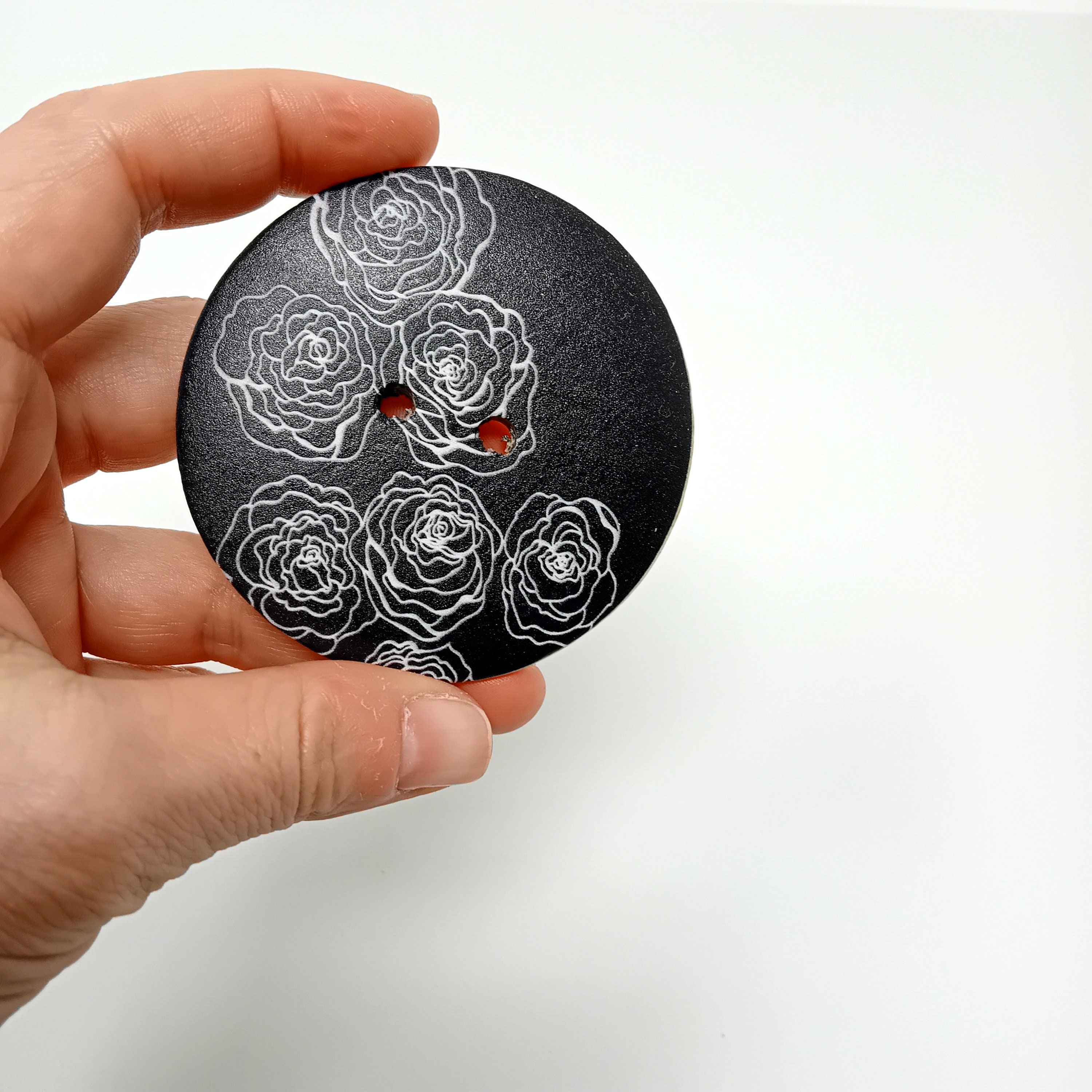 Wooden Giant Button, Over-sized Extra Large Button 7 Cm, Black White ...