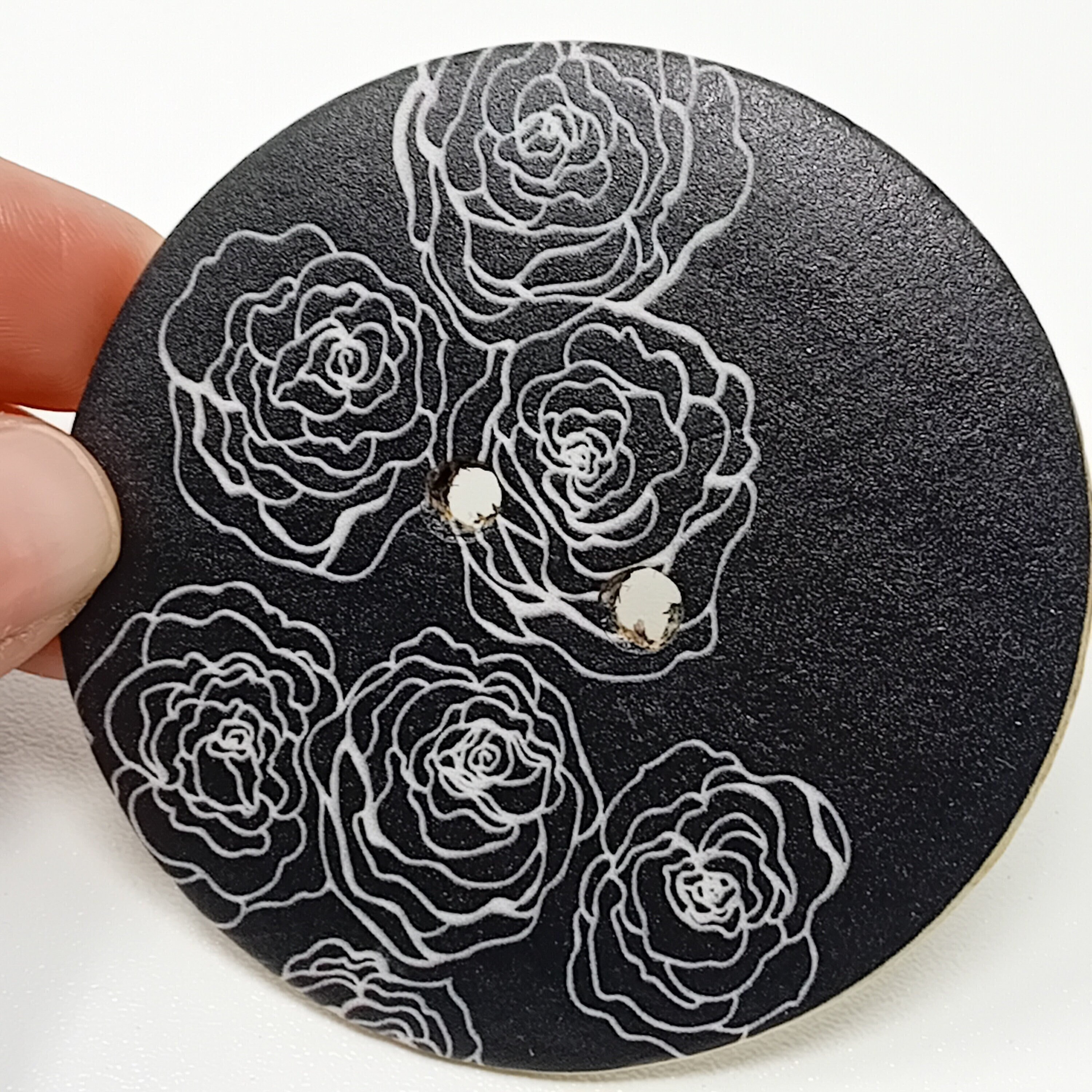 Wooden Giant Button, Over-sized Extra Large Button 7 Cm, Black White ...