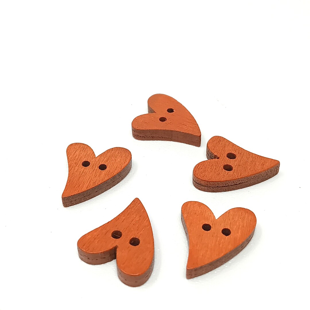 Rust Wooden Heart Buttons - Pack of 5 - Etsy