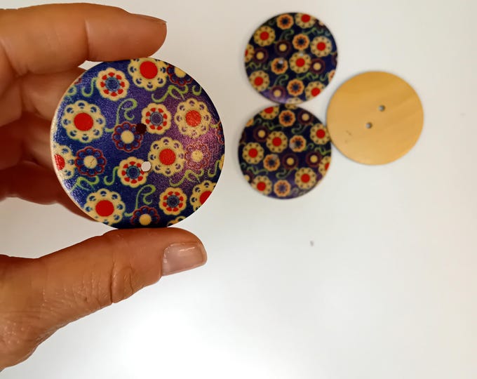 Wooden Giant Button, Over-sized Extra Large Button 7 Cm, Black White ...