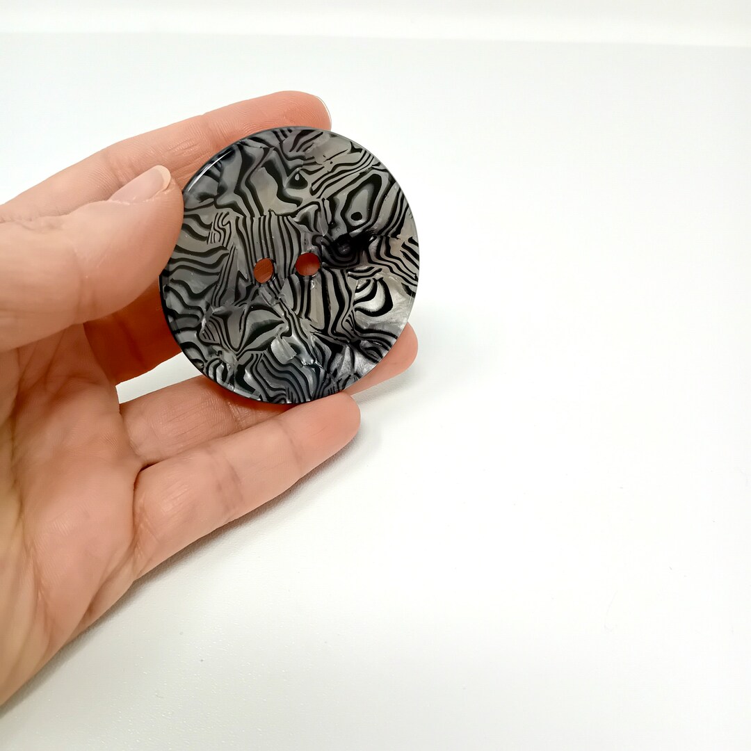 Black & Grey Oversized Button, Plexiglass Giant Button, 58 Mm - Etsy