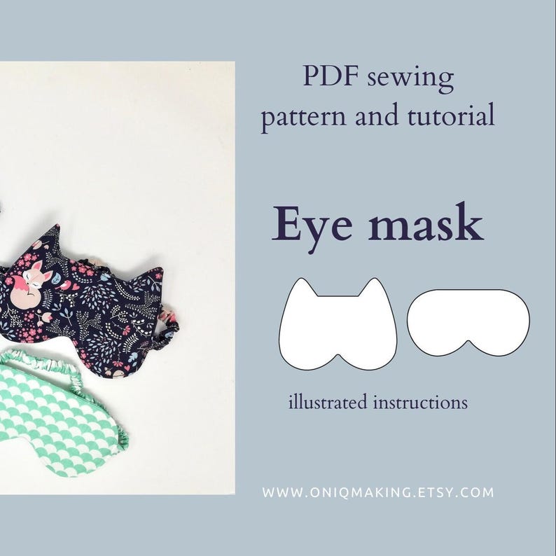 Sleeping Mask PDF Pattern, Eye Mask Sewing Pattern, Two Designs, Cat ...