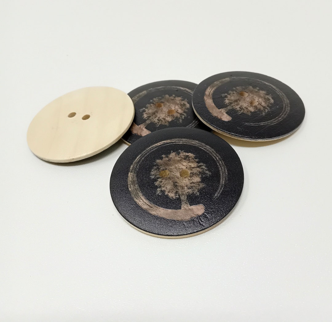 Wooden Oversized Button, Giant Extra Large Button 50 Mm, Decorative ...