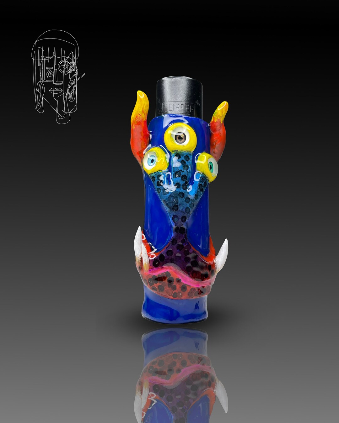 Monster Clipper Lighter Case, Cute Creepy Eyes Polymer Clay Lighter ...