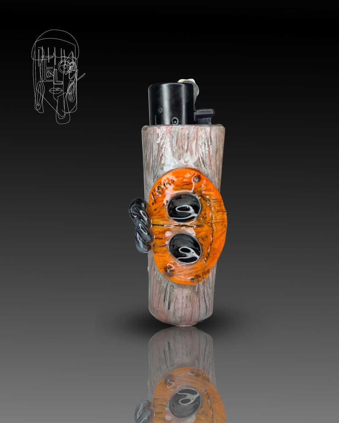 Creepy Pumpkin Lighter Case | Handmade Polymer Clay Smoker Gift - Etsy
