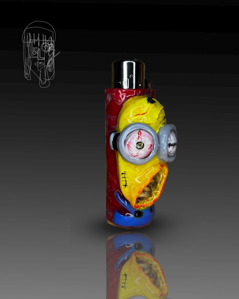 Creepy Minion Lighter Case, Handmade Polymer Clay Clipper Sleeve - Etsy