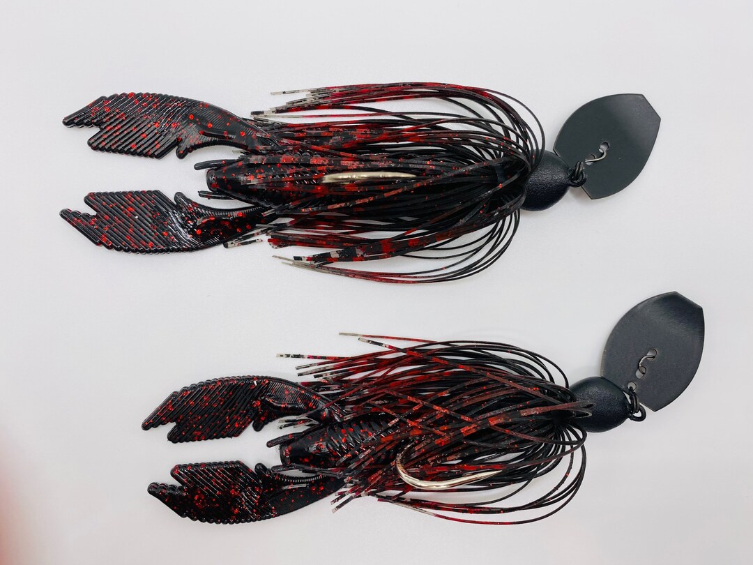 Elite 3/8oz Black Neon Bladed Jig Custom Made Vibrating Swim Jig 2-pack ...