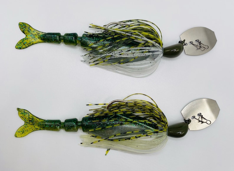Elite 1/2oz BABY BASS Bladed Jig Custom Made Vibrating Swim Jig 2-pack ...