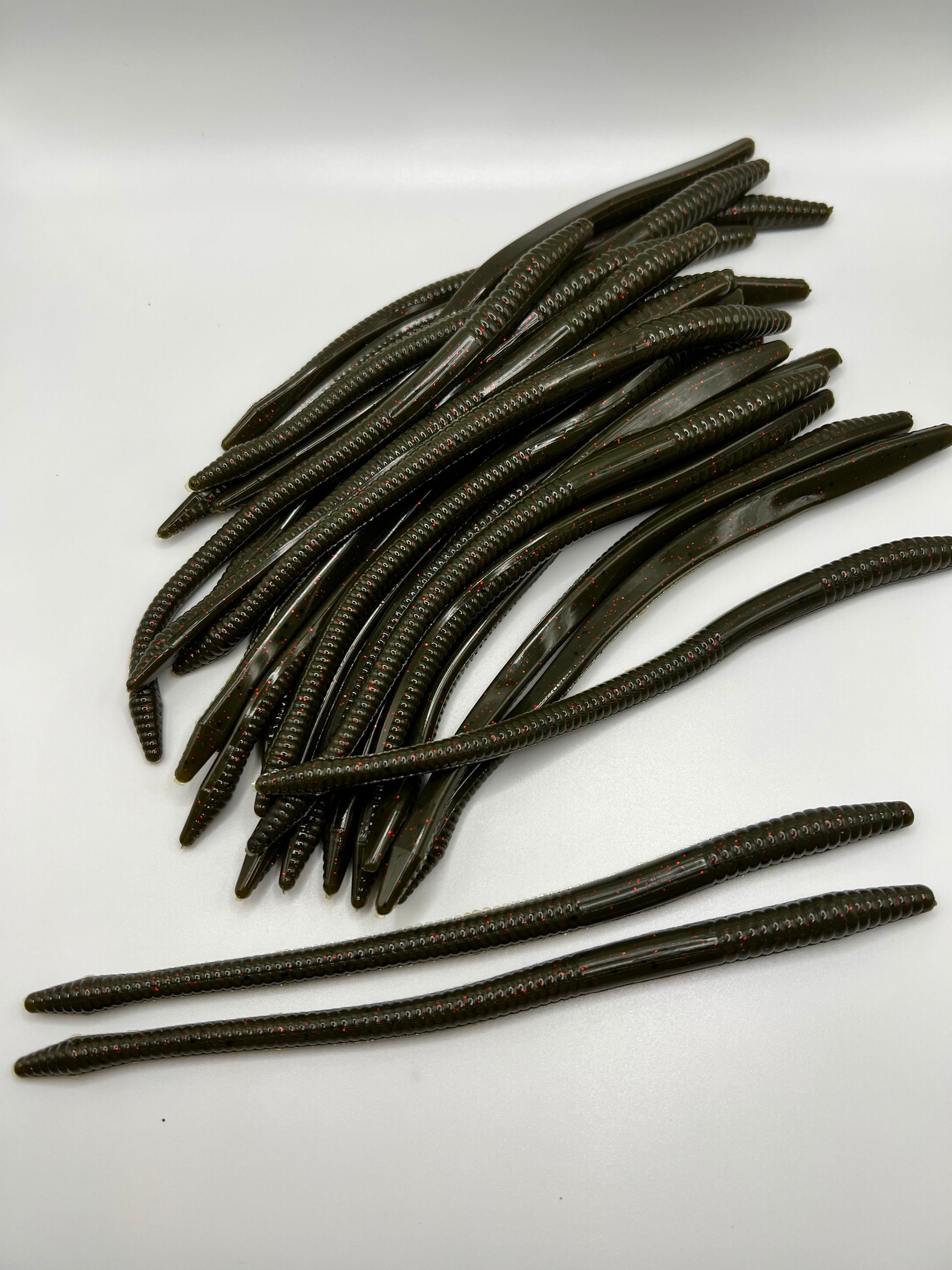 24 Pack - 7” Custom Made Trick Worms Green Pumpkin Red Wacky Worm - Etsy