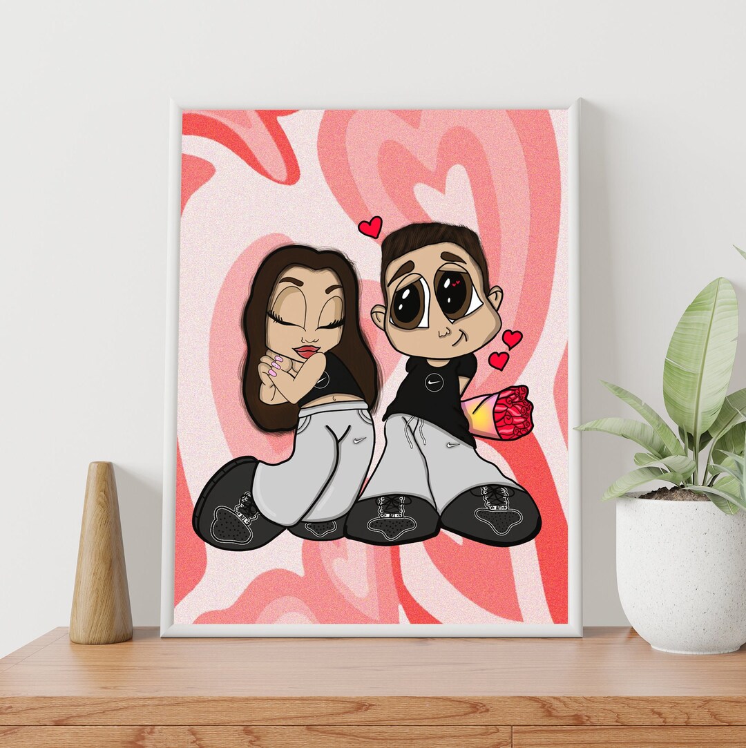 Personalized Framed Cartoon Drawing, Gift Idea for Your Lover, Friend ...