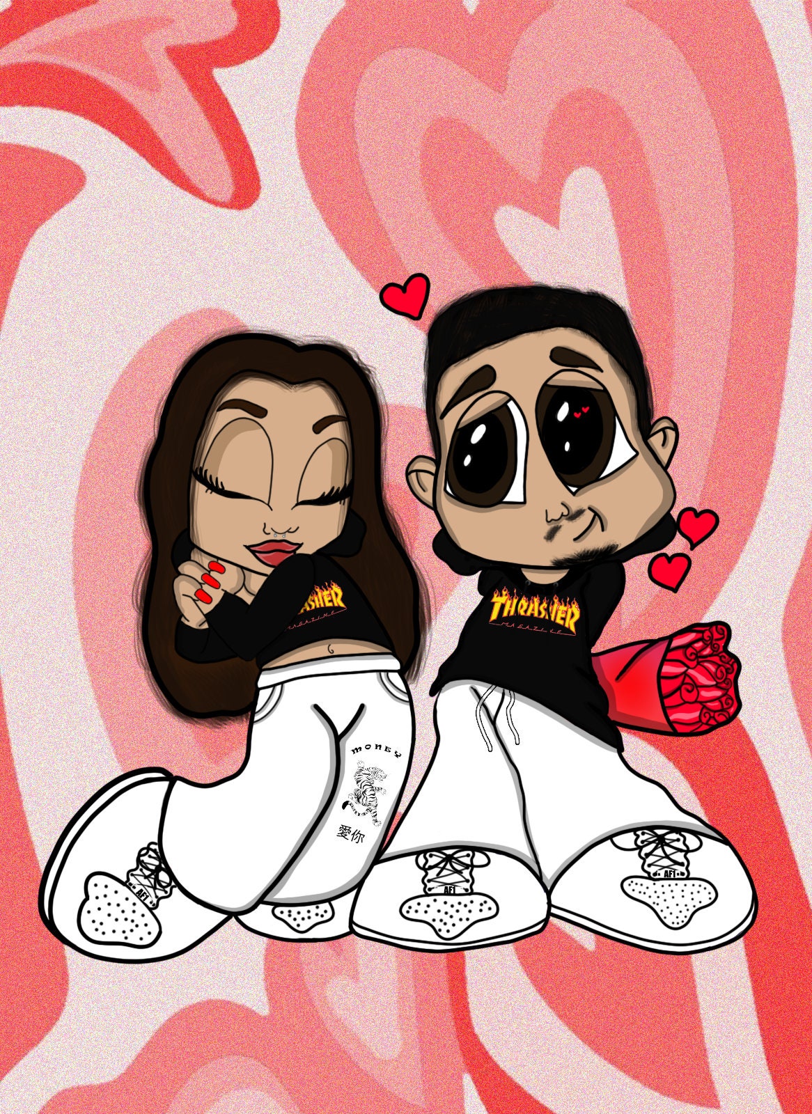 Personalized Framed Cartoon Drawing, Gift Idea for Your Lover, Friend ...