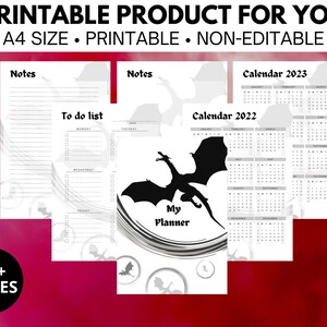 Printable DRAGON Planner Daily Plan, Weekly Plan, Month Plan, Schedule ...