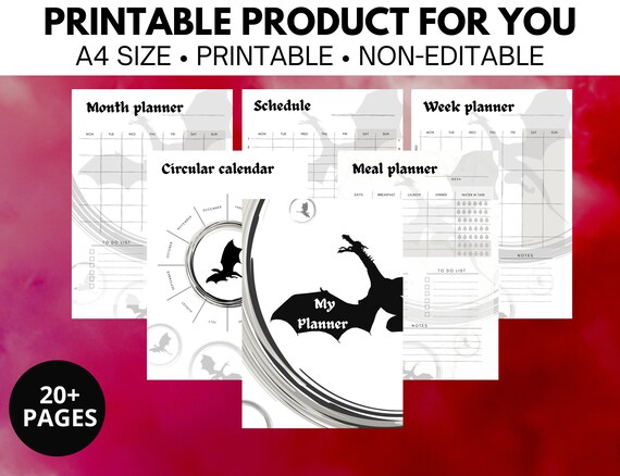 Printable DRAGON Planner Daily Plan Weekly Plan Month Plan - Etsy