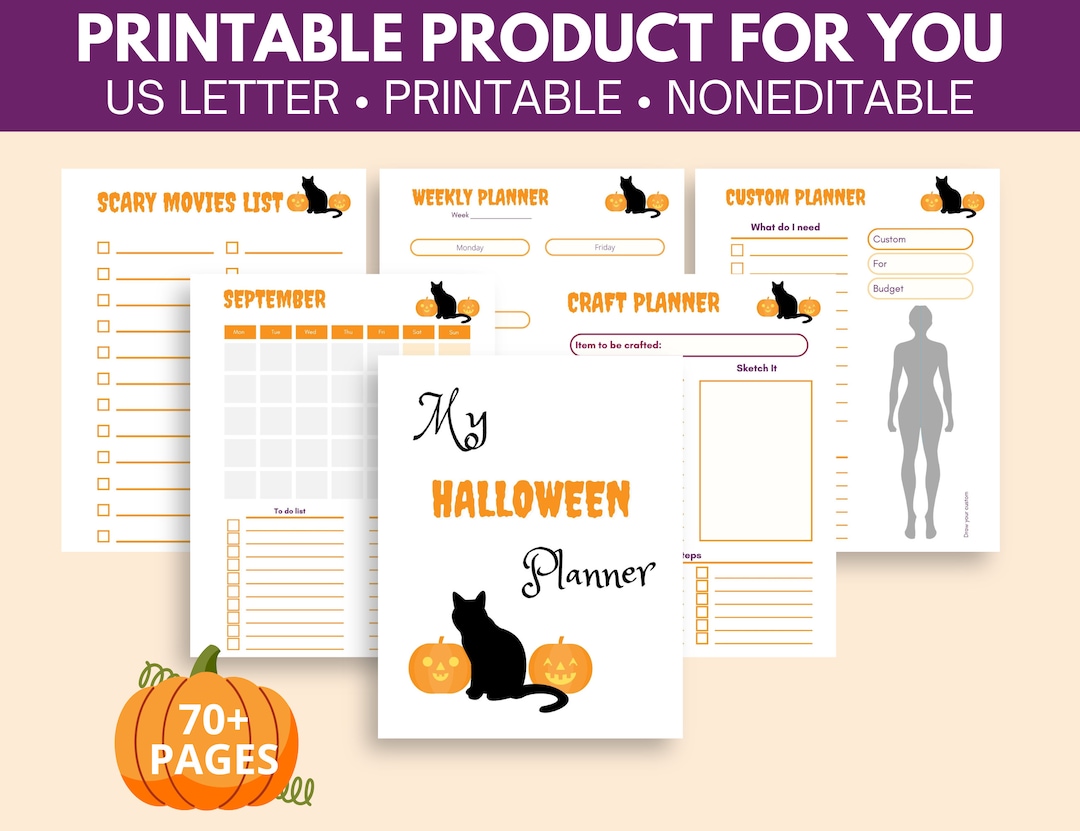Printable Halloween Planner Monthly Weekly Daily Meal - Etsy