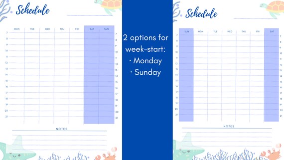 Printable SEA ANIMAL Planner Daily Plan Weekly Plan Month - Etsy