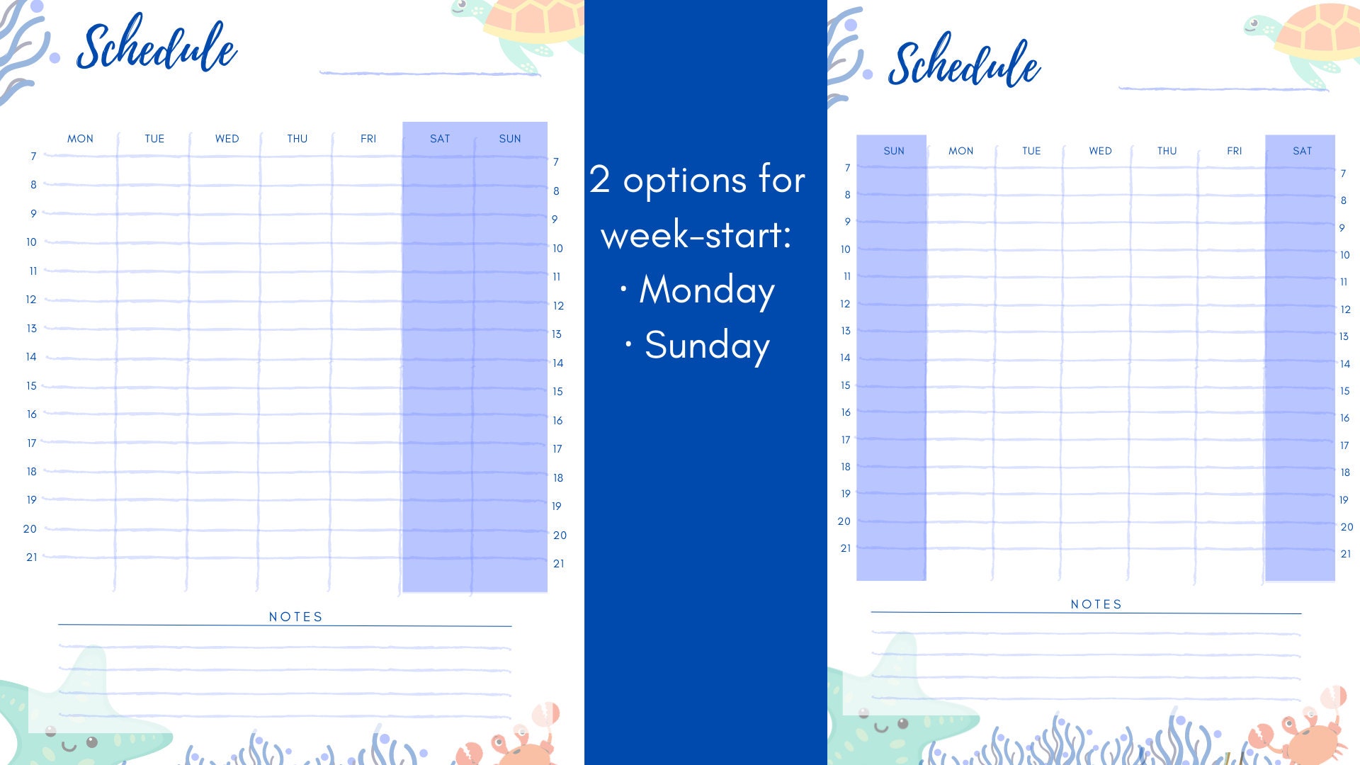 Printable SEA ANIMAL Planner Daily Plan, Weekly Plan, Month Plan, to Do ...