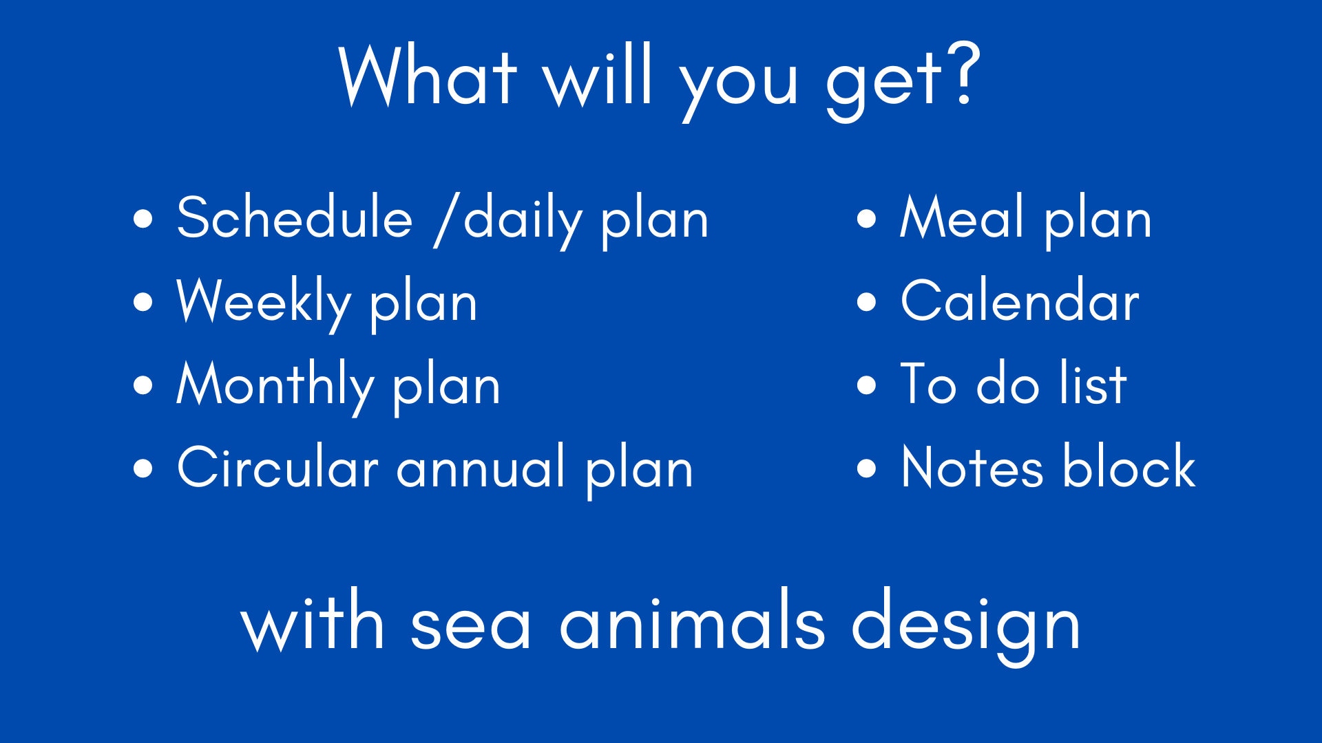 Printable SEA ANIMAL Planner Daily Plan, Weekly Plan, Month Plan, to Do ...