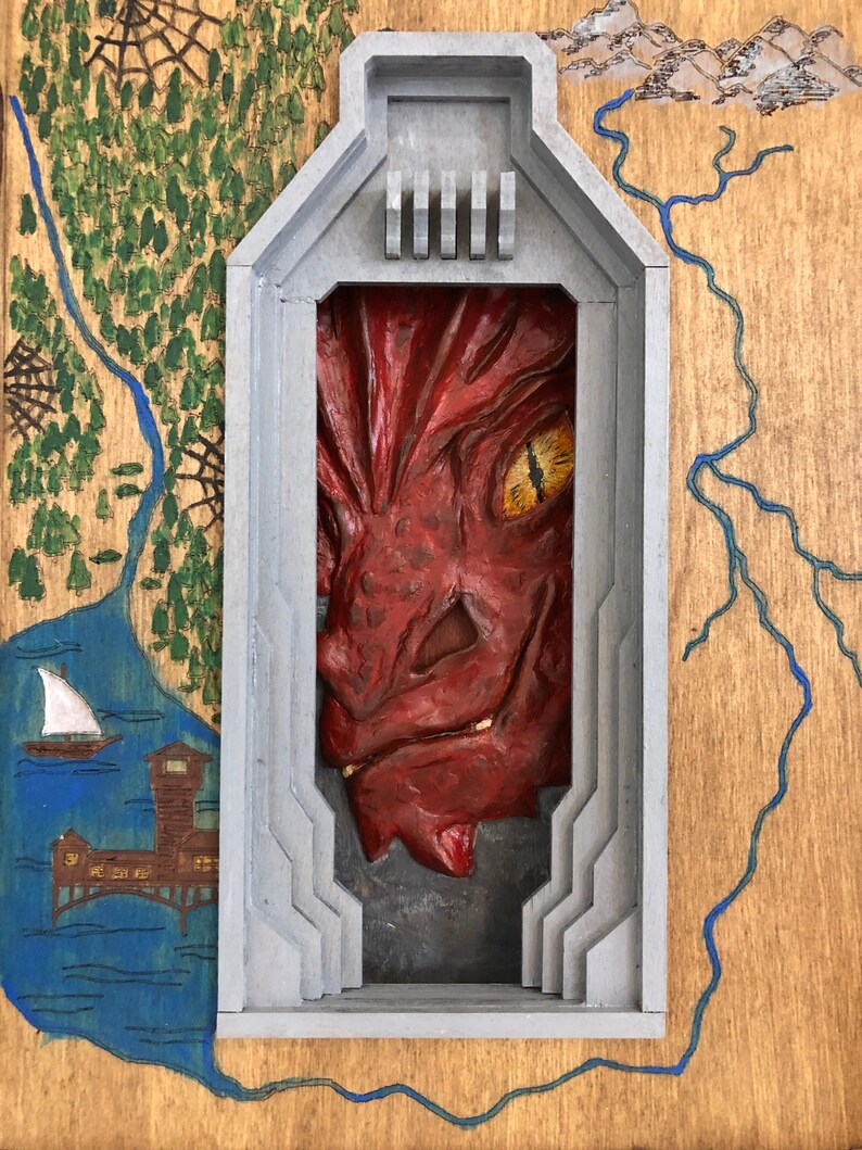 Fantasy Dragon Diorama of a Book Scene in Miniature With a Map of a ...