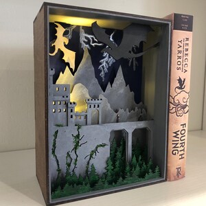 4th Wing Book Nook Shelf Insert Black and Gold Dragon Book Nook ...
