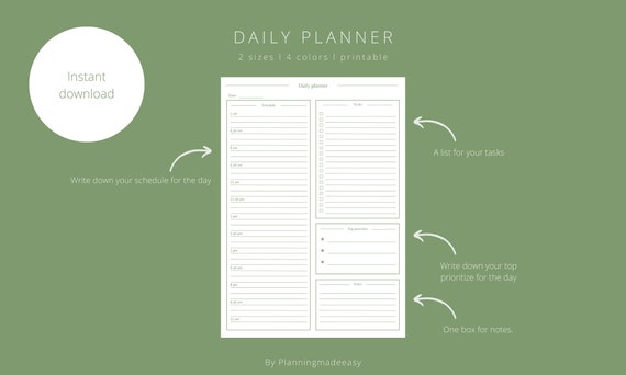 Minimalist Daily Planner Printable Life Planner Printable - Etsy