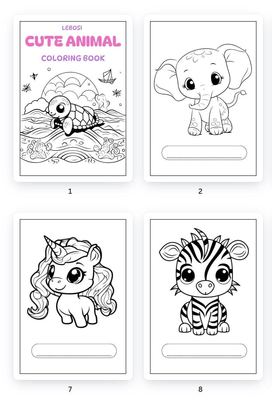 Cute Animals Colouring Pages Creative Fun for the Whole Family! - Etsy