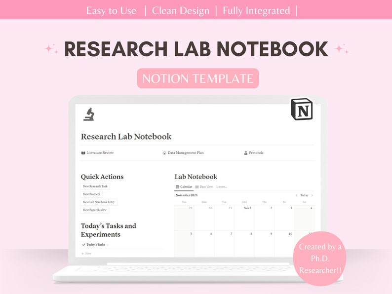 Research Lab Notebook Notion Template for Phd Students, Researchers ...