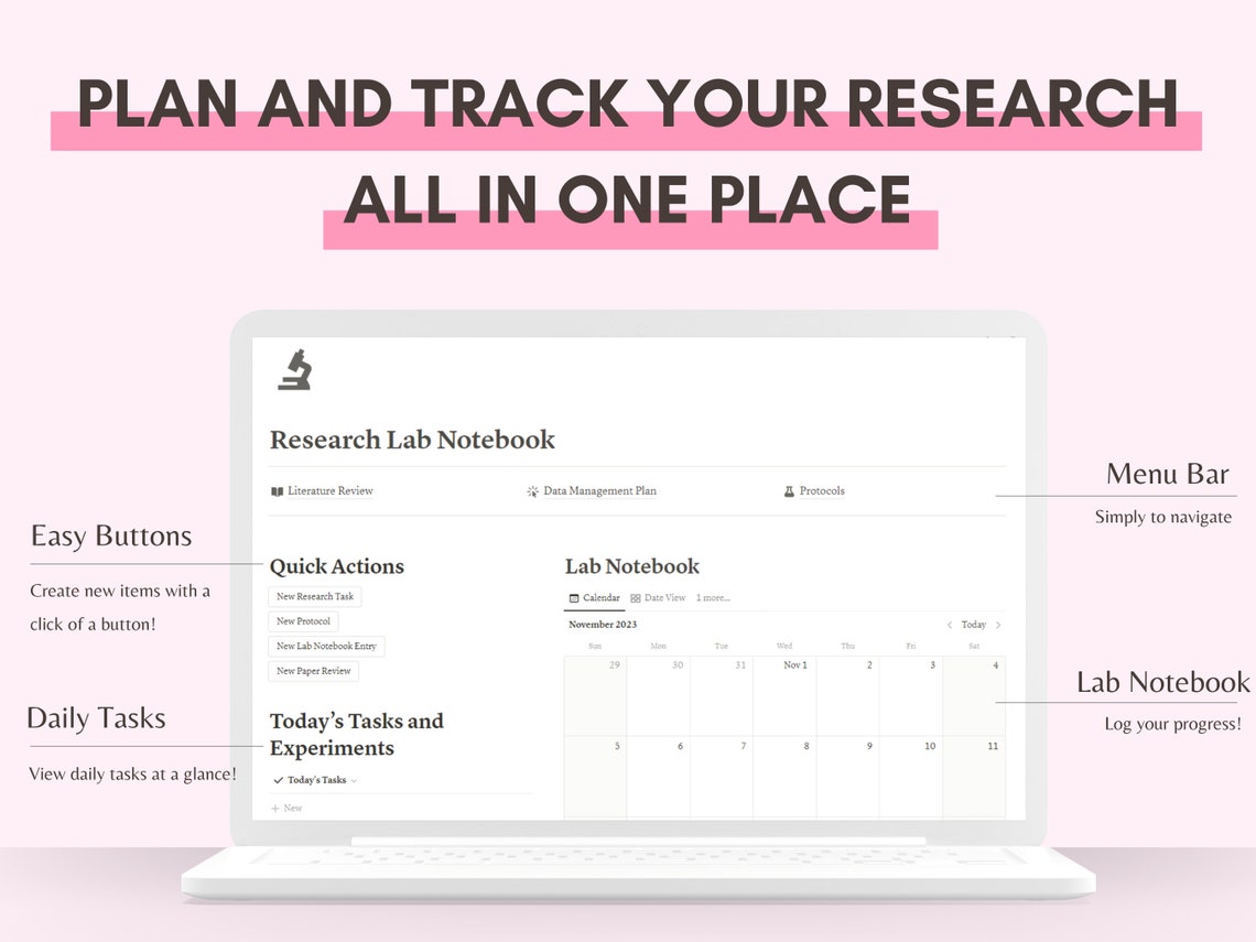 Research Lab Notebook Notion Template for Phd Students, Researchers ...