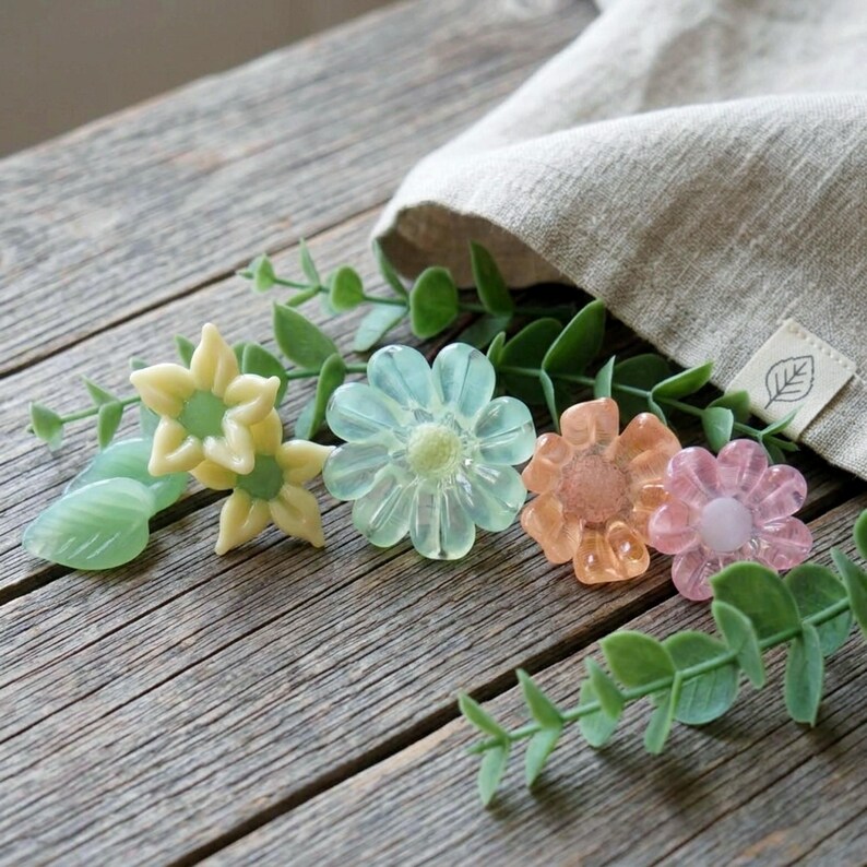 Hand-blown Borosilicate Glass Flower on Copper Stem - Pastel Floral ...
