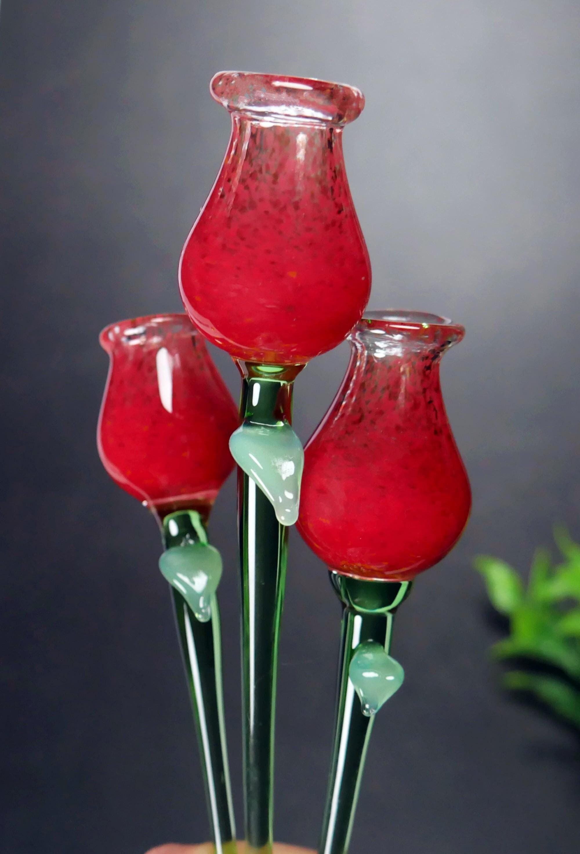 Blown Glass Rose Flowers With Stem, Valentine's Floral Arrangement ...