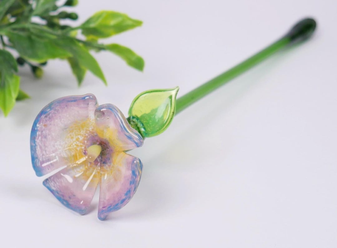 Glass Flower Stem, Handmade Unique Glass Flower, Floral Birthday ...