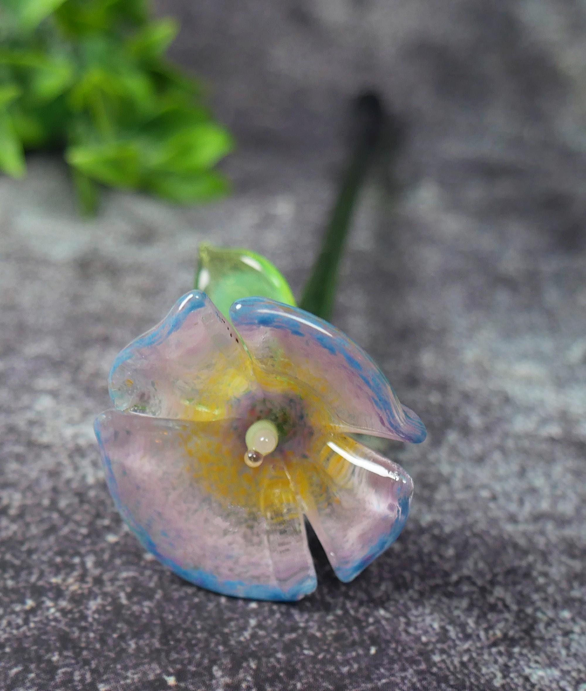 Glass Flower Stem, Hand Blown Glass Flower, Unique Easter Flower, One ...